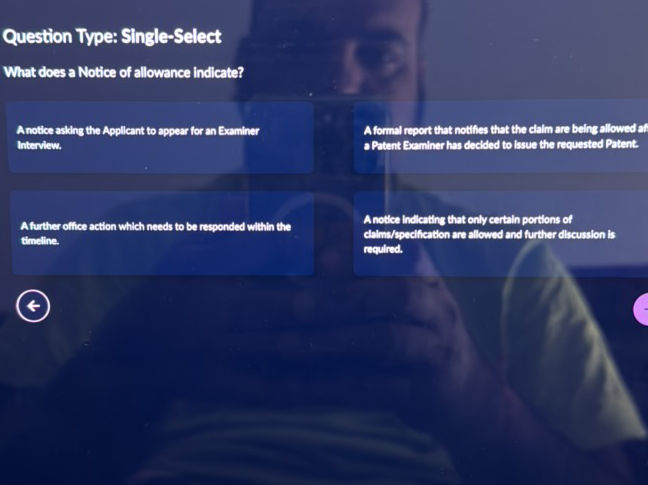 What does a Notice of allowance indicate? A | StudyX