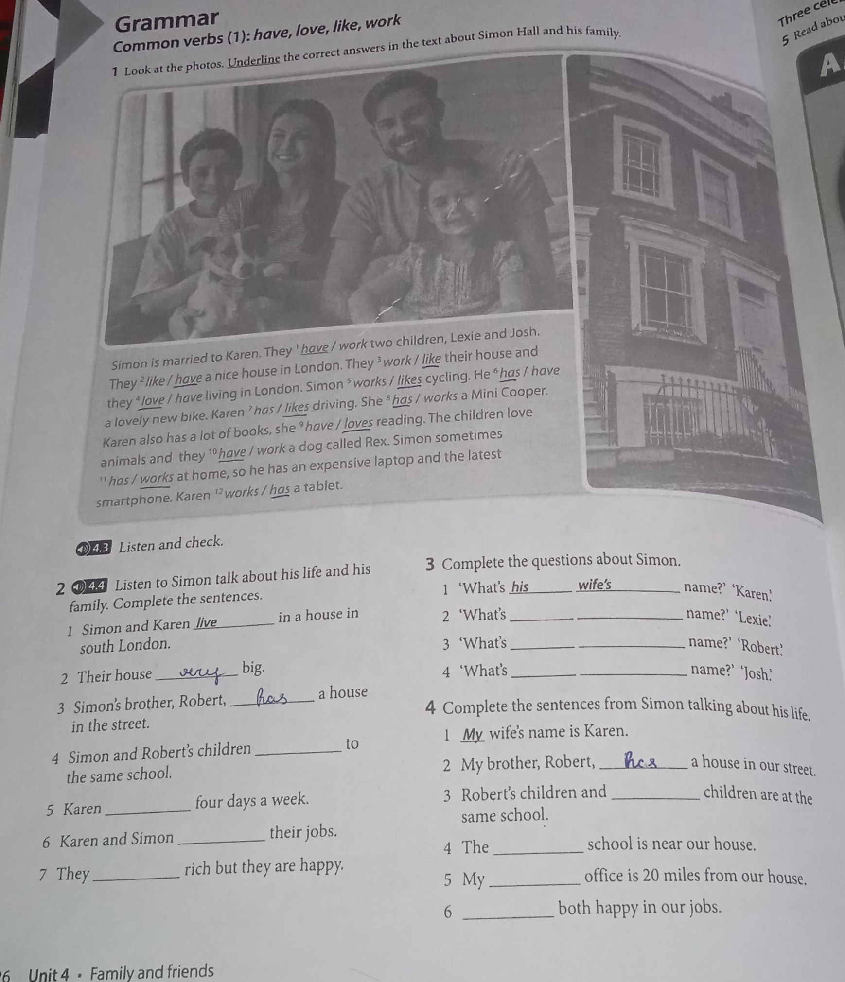 Grammar Common verbs (1) have love like work | StudyX