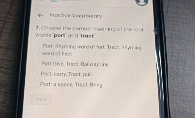 7 Choose the correct meaning of the root | StudyX