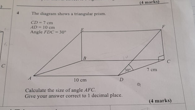 The diagram shows a triangular prism CD = 7 | StudyX