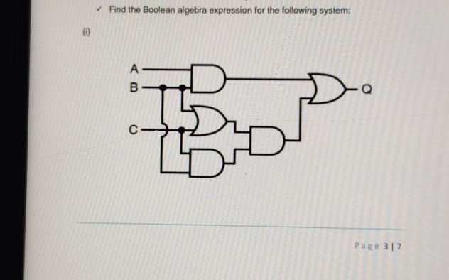 Find the Boolean algebra expression for the | StudyX