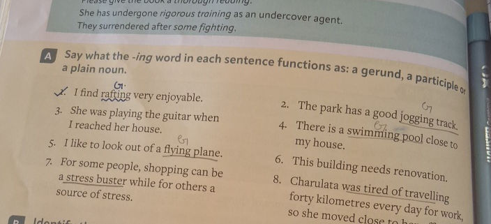 Say what the -ing word in each sentence | StudyX