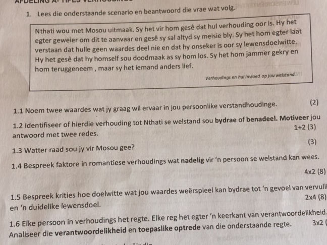 1. Lees die onderstaande scenario en | StudyX