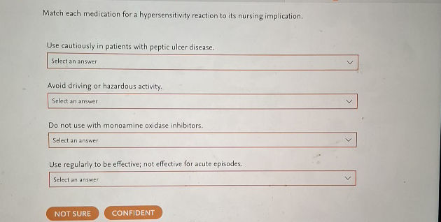 Match each medication for a hypersensitivity | StudyX