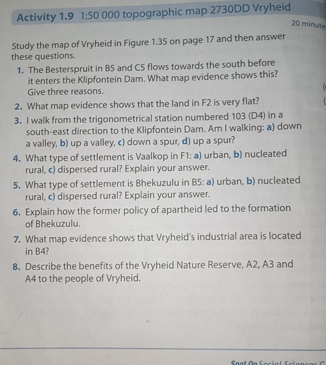 Study the map of Vryheid in Figure 1.35 on | StudyX