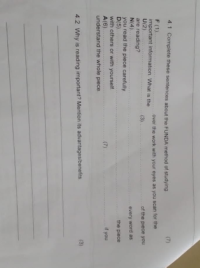 41 Complete these sentences about the FUNDA | StudyX