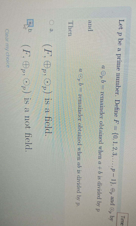 Let p be a prime number Define F = 0 1 2 3 | StudyX