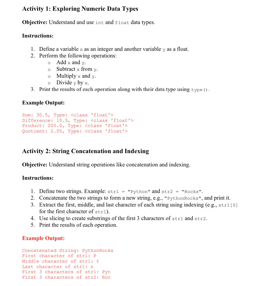 Activity 1 Exploring Numeric Data Types | StudyX
