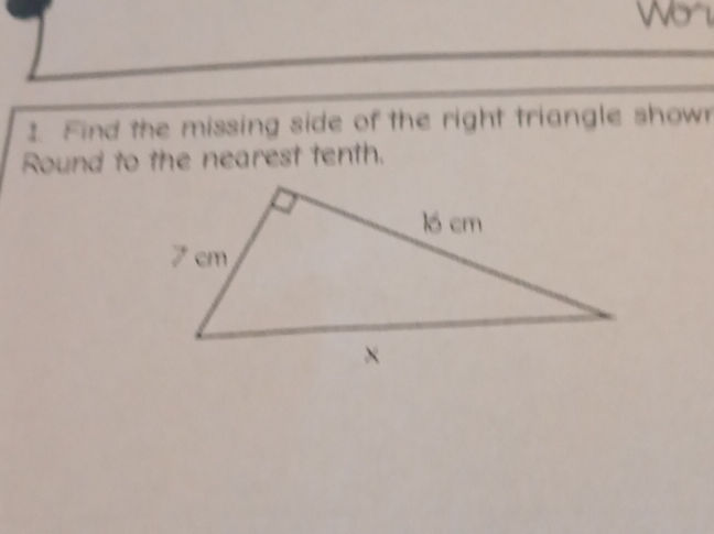 Find the missing side of the right triangle | StudyX