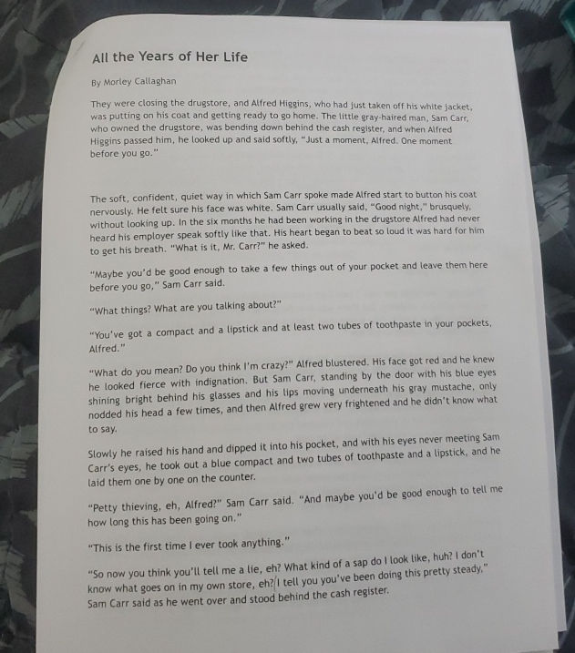 All the Years of Her Life By Morley | StudyX