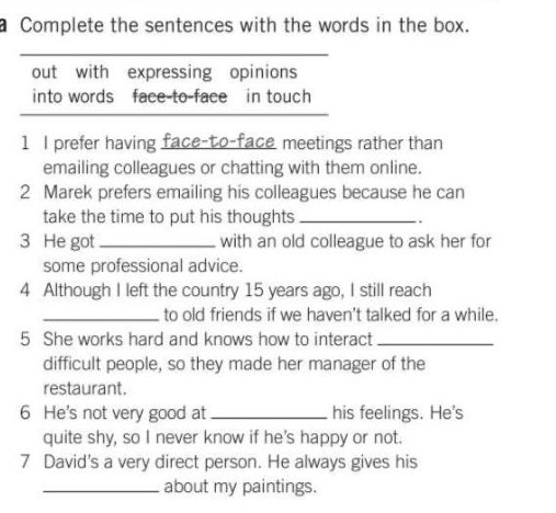 a Complete the sentences with the words in | StudyX