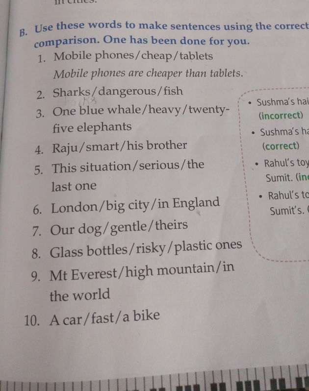 B Use these words to make sentences using | StudyX