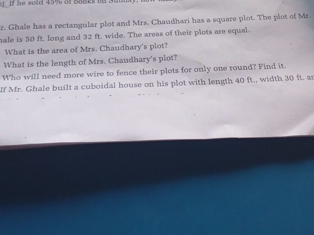 Mr. Ghale has a rectangular plot and Mrs. | StudyX