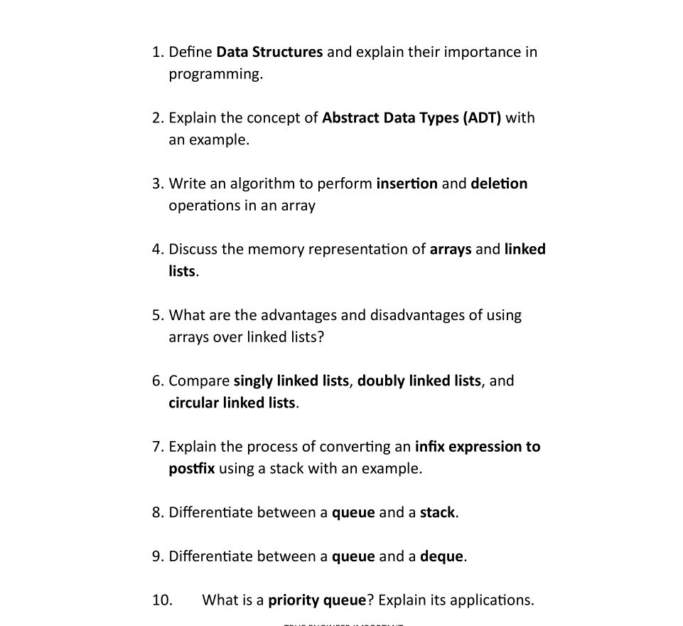 1 Define Data Structures and explain their | StudyX