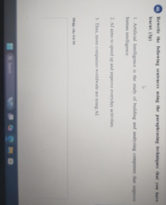 Rewrite the following sentences using the | StudyX