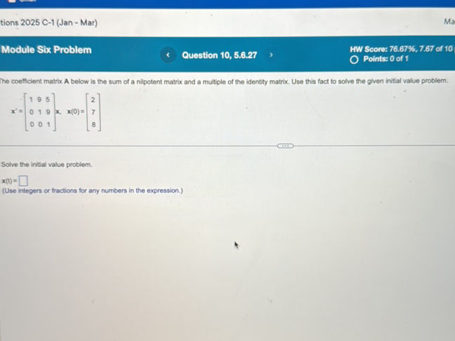 The coefficient matrix A below is the sum of | StudyX