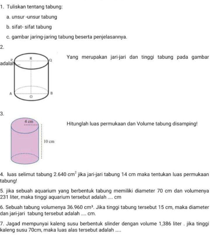 1 Tuliskan tentang tabung a unsur-unsur | StudyX