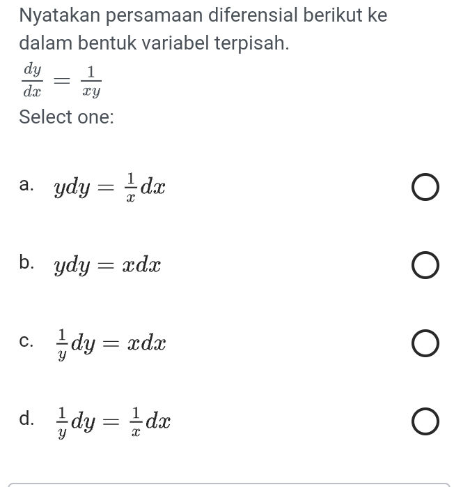 Nyatakan persamaan diferensial berikut ke | StudyX