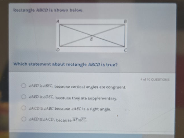Rectangle ABCD is shown below. Which | StudyX