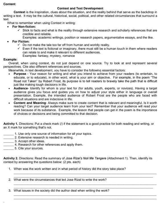 Activity 2 Directions Read the summary of | StudyX