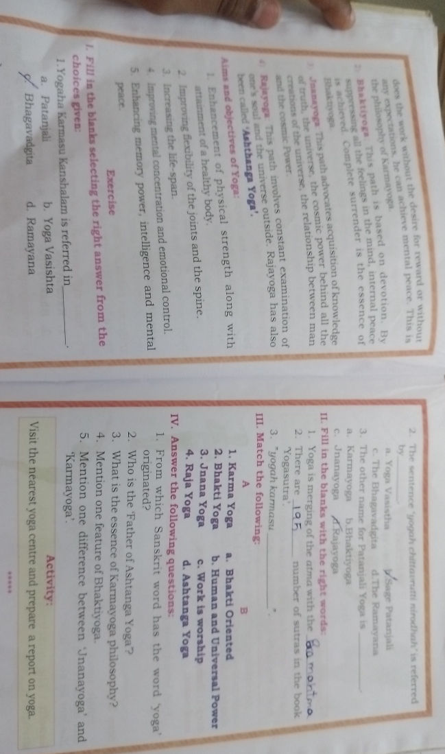 1 Fill in the blanks selecting the right | StudyX