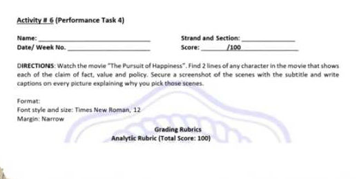 Activity 6 (Performance Task 4) Name Date/ | StudyX