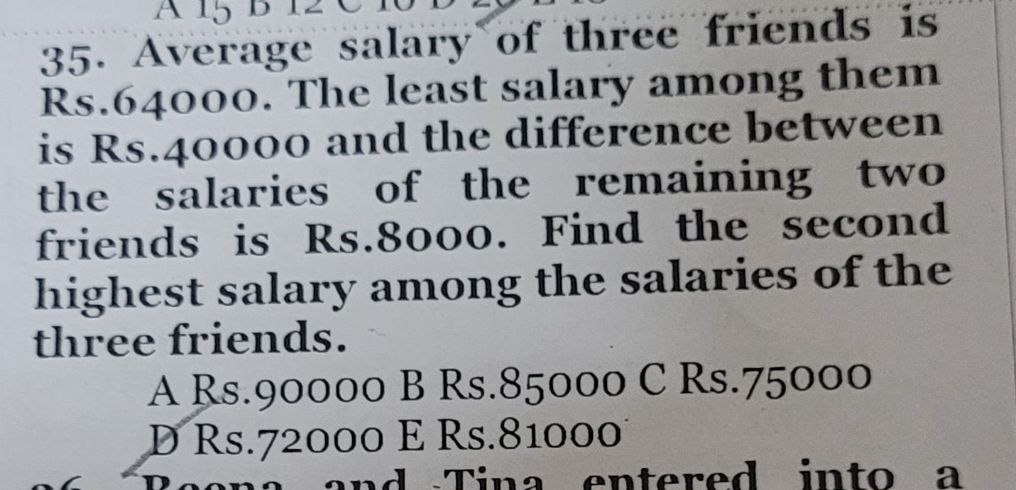 35 Average salary of three friends is | StudyX