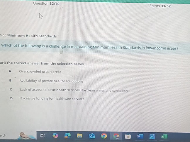 Question 52/70 Points 33/52 Topic Minimum