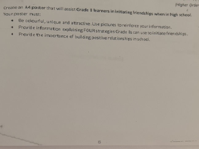 Create an A4 poster that will assist Grade 8