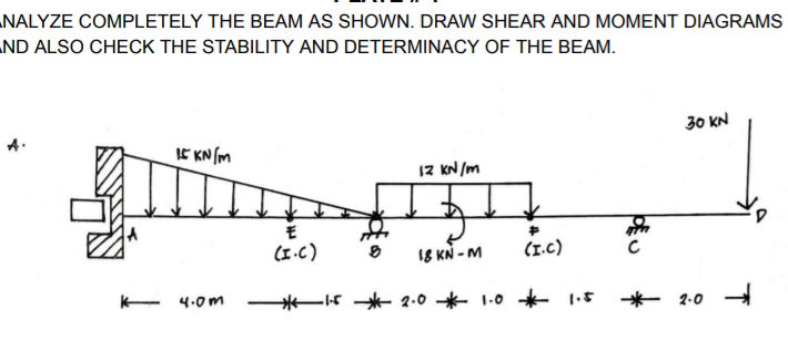 ANALYZE COMPLETELY THE BEAM AS SHOWN DRAW | StudyX