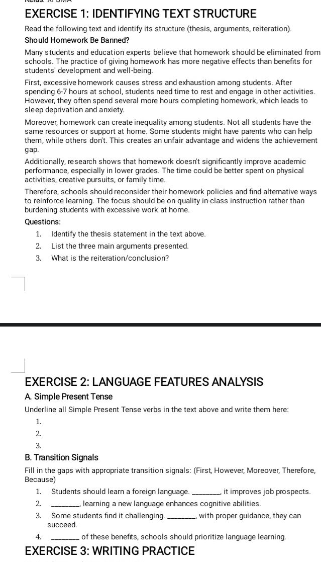 EXERCISE 1 IDENTIFYING TEXT STRUCTURERead | StudyX