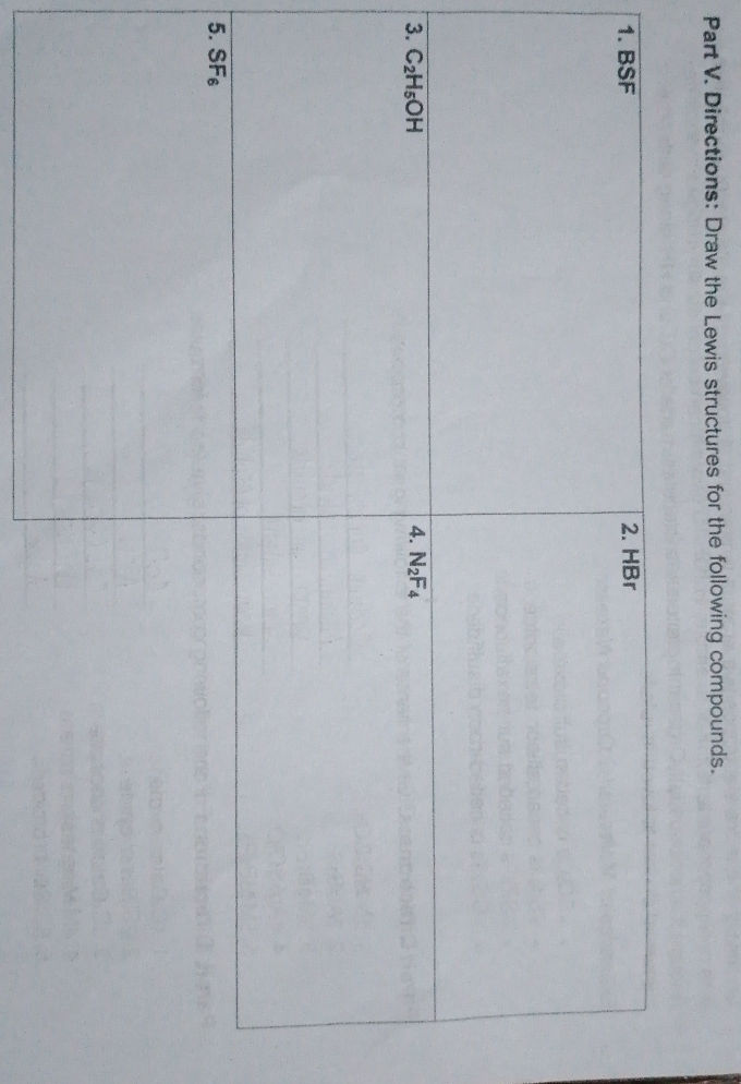 Part V Directions Draw the Lewis structures | StudyX