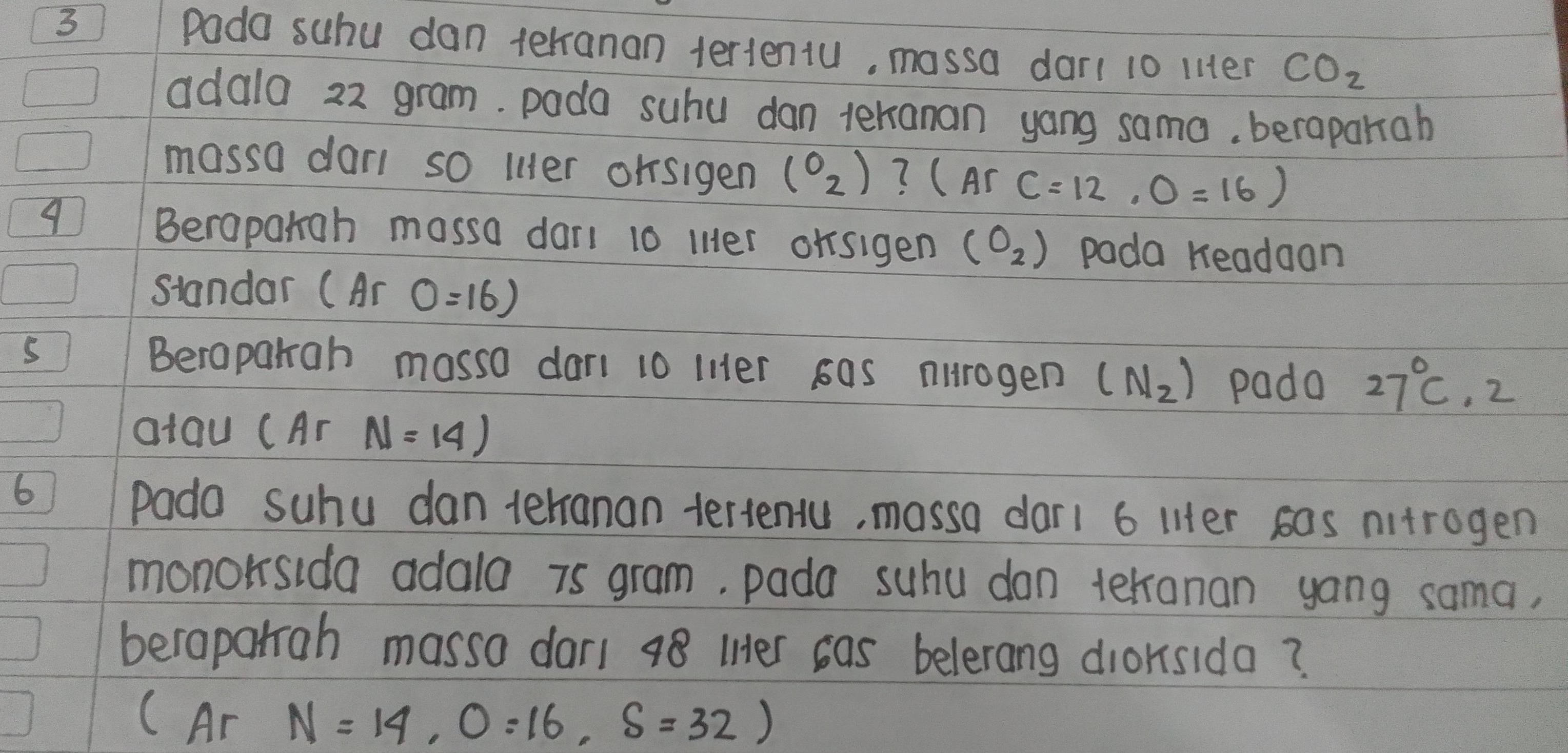 Pada suhu dan tekanan tertentu massa dari 10 | StudyX