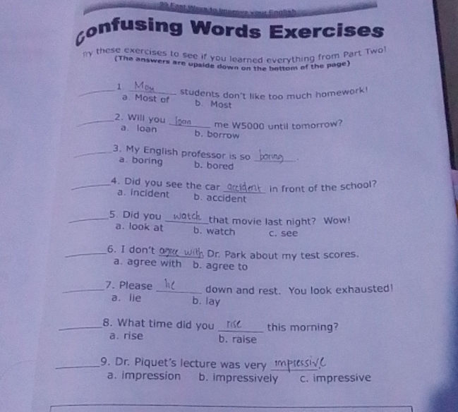 Confusing Words Exercises try these | StudyX