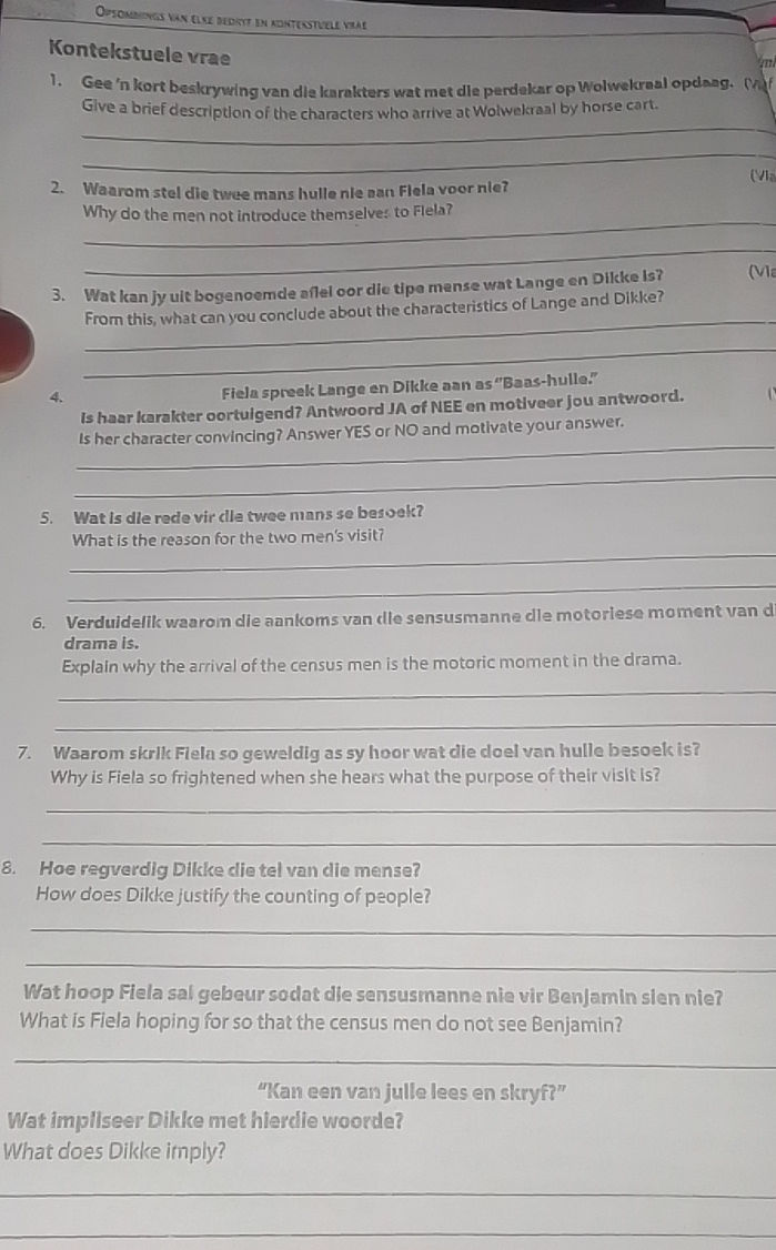 Kontekstuele vrae 1. Gee 'n kort beskrywing | StudyX