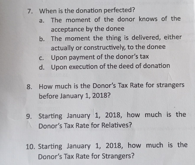 7 When is the donation perfected a The | StudyX