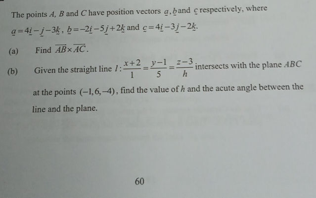 The points A, B and C have position vectors
