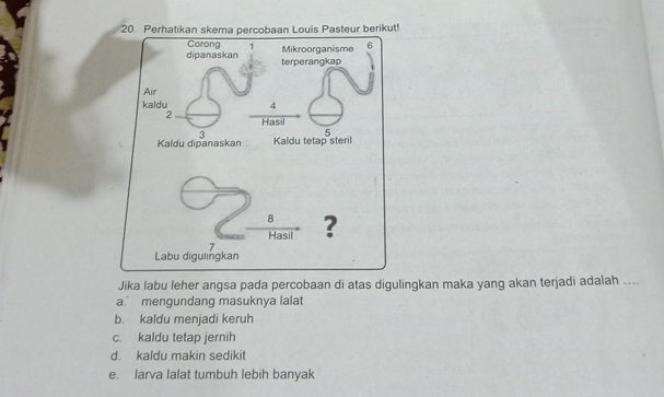 20 Perhatikan skema percobaan Louis Pasteur | StudyX