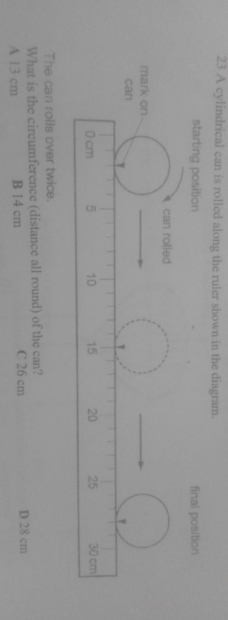 A cylindrical can is rolled along the ruler | StudyX