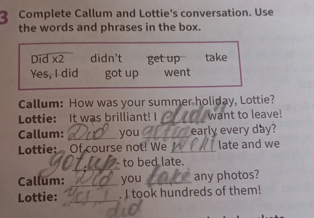 Complete Callum and Lotties conversation Use | StudyX