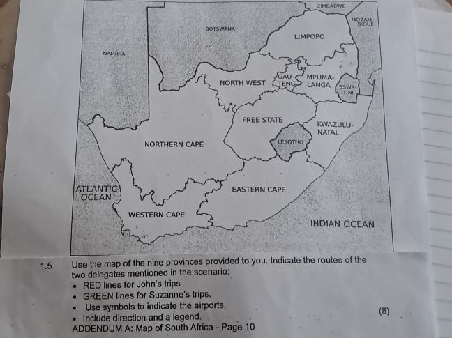 Use the map of the nine provinces provided