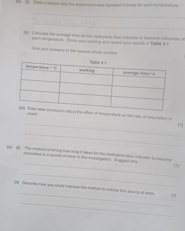 (b) (i) State a reason why the experiment | StudyX