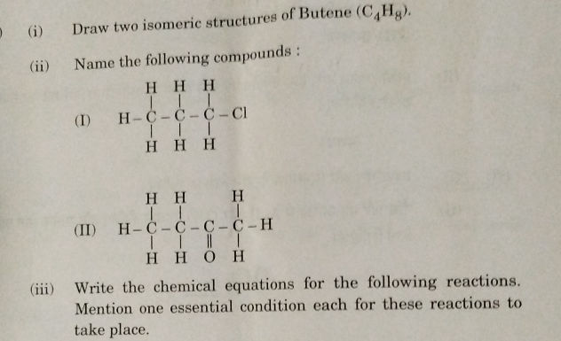 Draw two isomeric structures of Butene | StudyX
