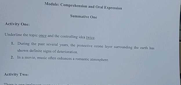 Module Comprehension and Oral Expression | StudyX