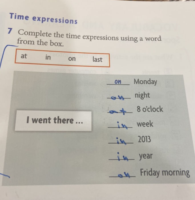 7 Complete the time expressions using a word | StudyX