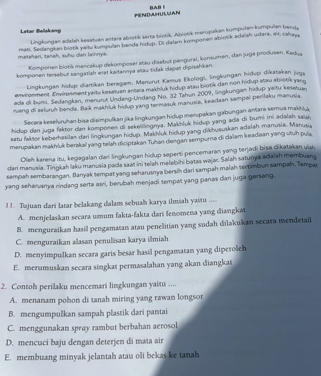 11 Tujuan dari latar belakang dalam sebuah | StudyX