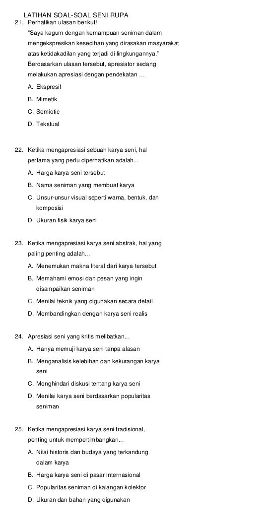 21. Perhatikan ulasan berikut! "Saya kagum | StudyX