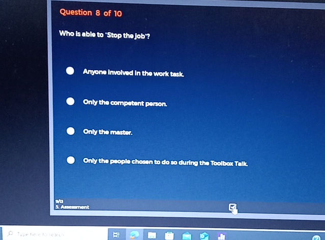Question 8 of 10 Who is able to Stop the job