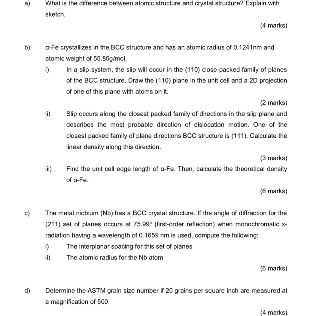 a) What is the difference between atomic | StudyX