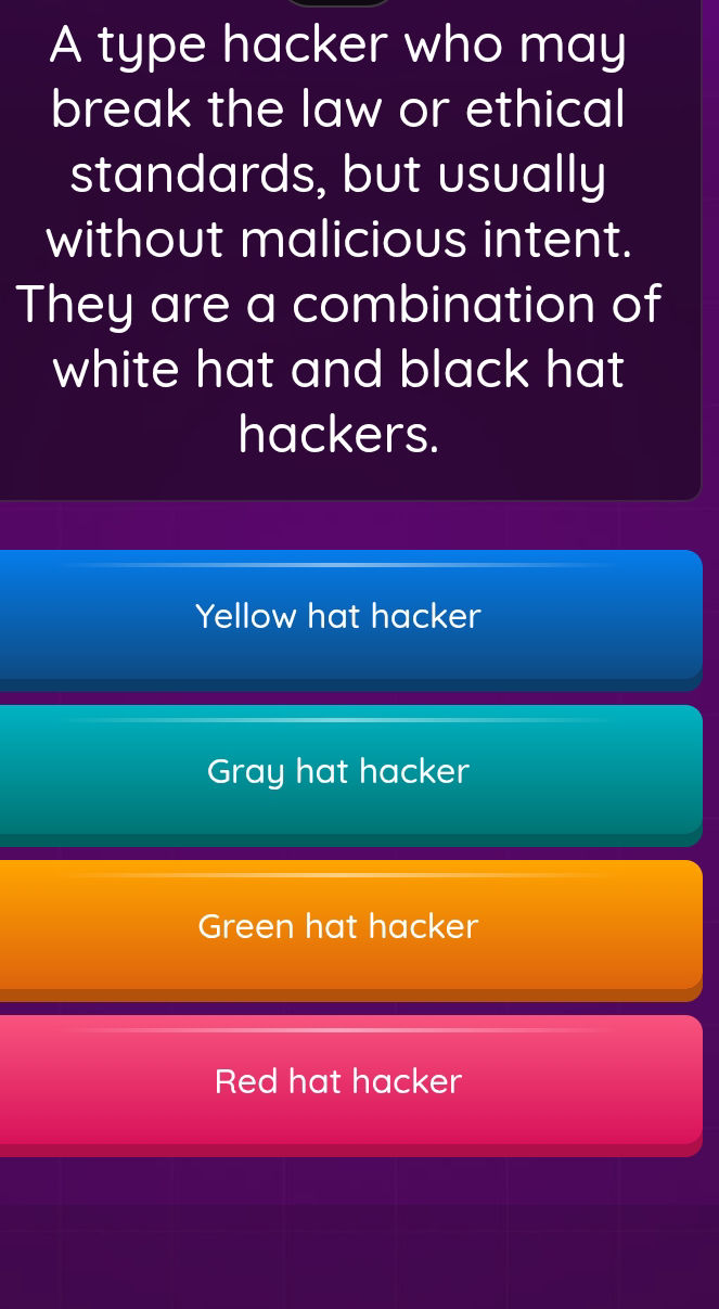 A type hacker who may break the law or | StudyX